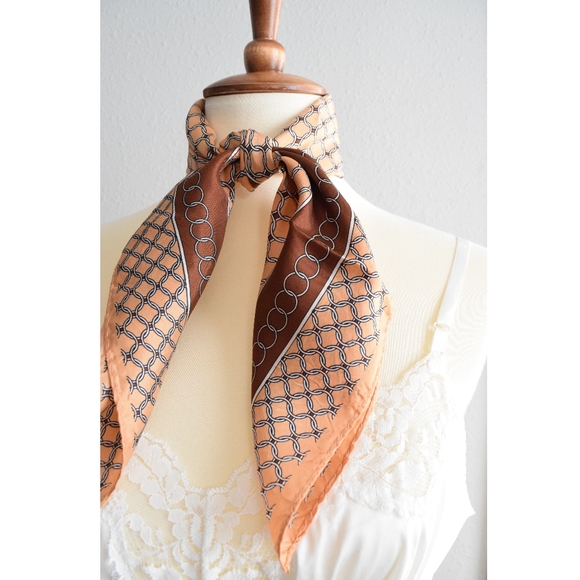 Accessories | Vintage Chain Print Square Neck Head Scarf | Poshmark